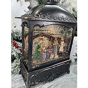 Nativity Lighted Snow Lantern 11"