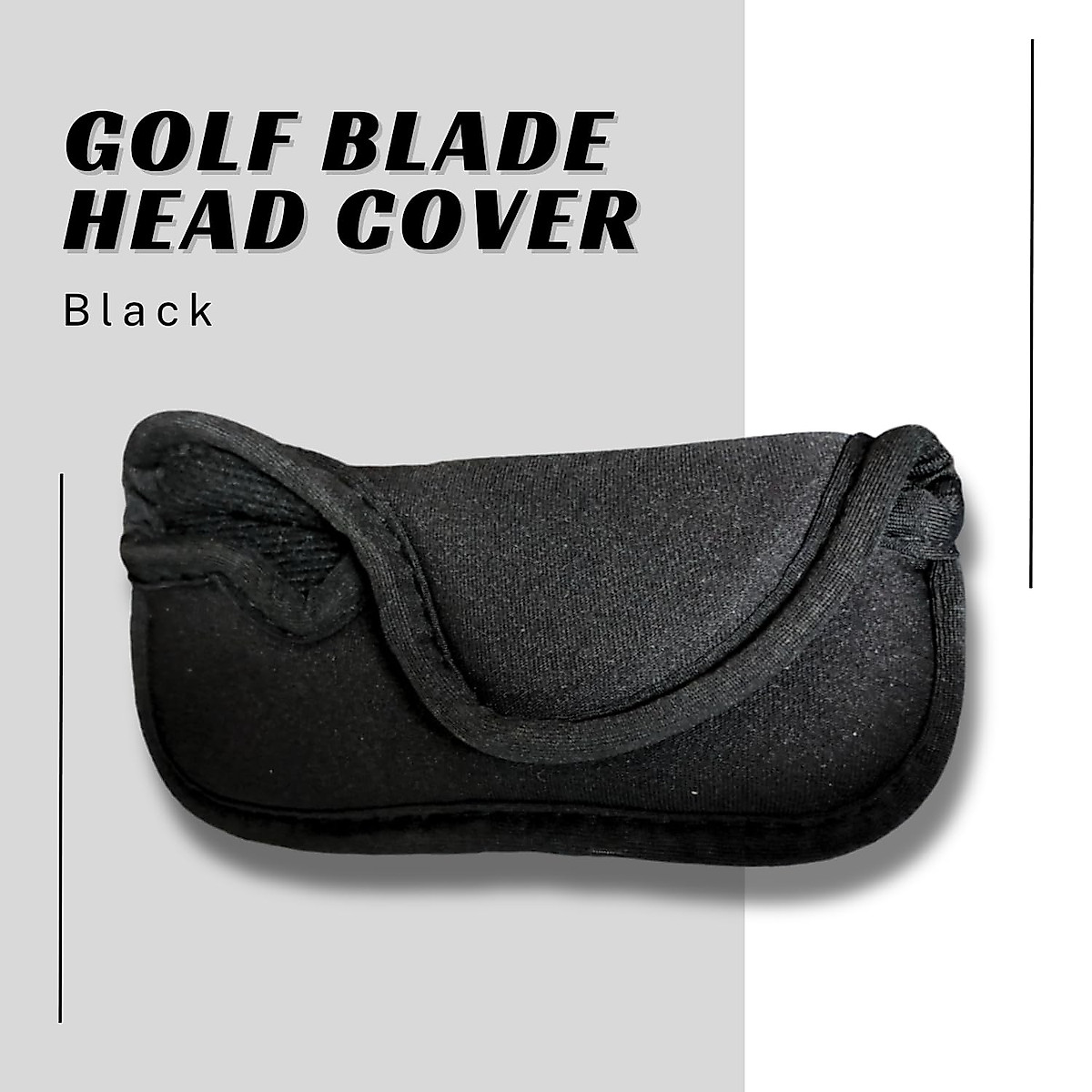 Black Golf Putter Headcover Neoprene Club Head Cover Perfect for Blade Putters Fits Right Handed Putters Clubs