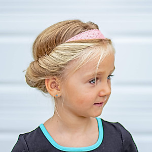 FROG SAC 5 Lace Headbands for Girls, Adjustable No Slip Stretch Elastic Girl Headband, Dressy Pastel Lacy Headwraps, Cute Plain Solid Color Hair Accessories for Kids Easter Basket Stuffers