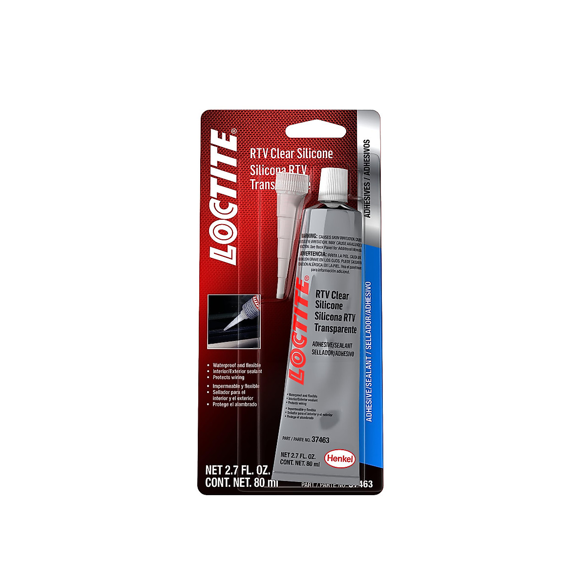 Loctite 37463 Clear RTV Silicone Adhesive/Sealant Tube, 80-milliliter