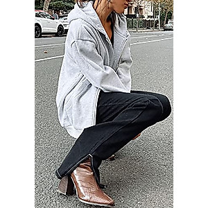 EFAN Women's Fall 2023 Fashion Winter Clothes Outfits Tops Y2k Cute Teen Girl Sweatshirts Casual Long Sleeve Shirts Zip Up Hoodie Sport Yoga Trendy Clothing Cardigan Grey