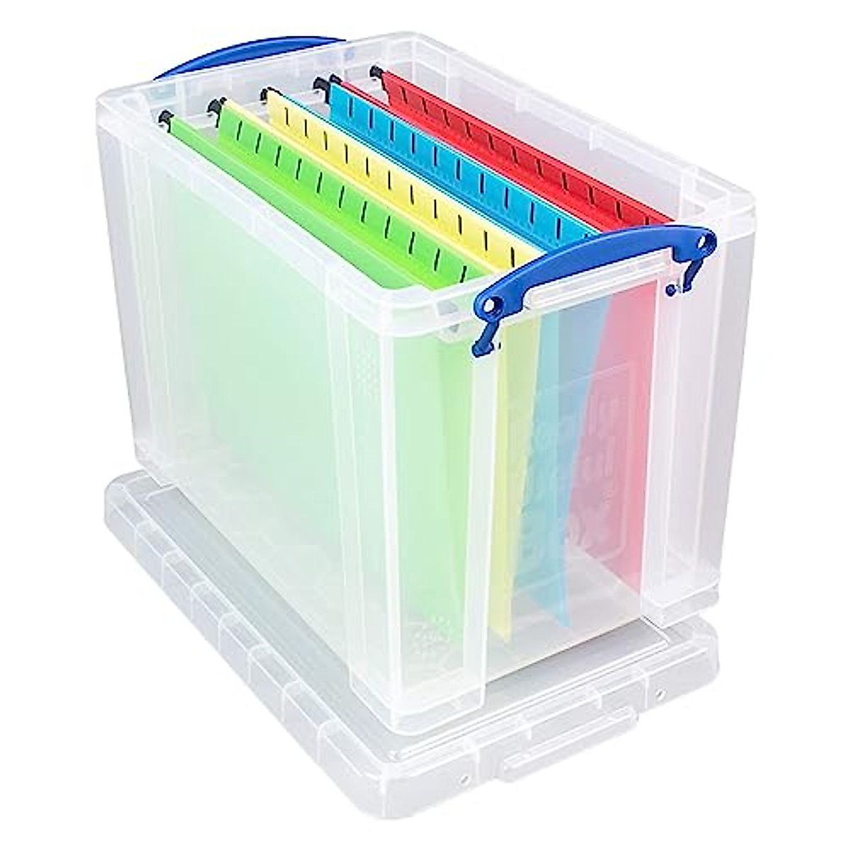 Really Useful Box 19 Liter Plastic Stackable Storage Container w/Snap Lid & Built-In Clip Lock Handles for Home & Office Organization, Clear (2 Pack)