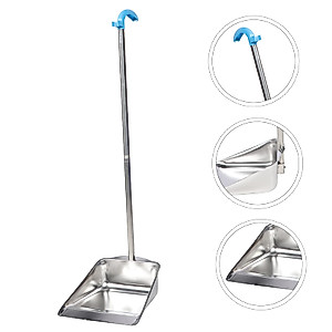 HOMOCONO Stainless Steel Trash Shovel Garbage Shovel Sidewalk Scoop Broom and Tools Stand up Dustpan Industrial Dustpan Floor Dustpan Home Pans Household Cleaning Supplies Silver Plastic