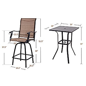 Outdoor Bar Stool Bistro Set, 3-Piece Patio Furniture Set, Patio Bistro Table and Bar Chairs