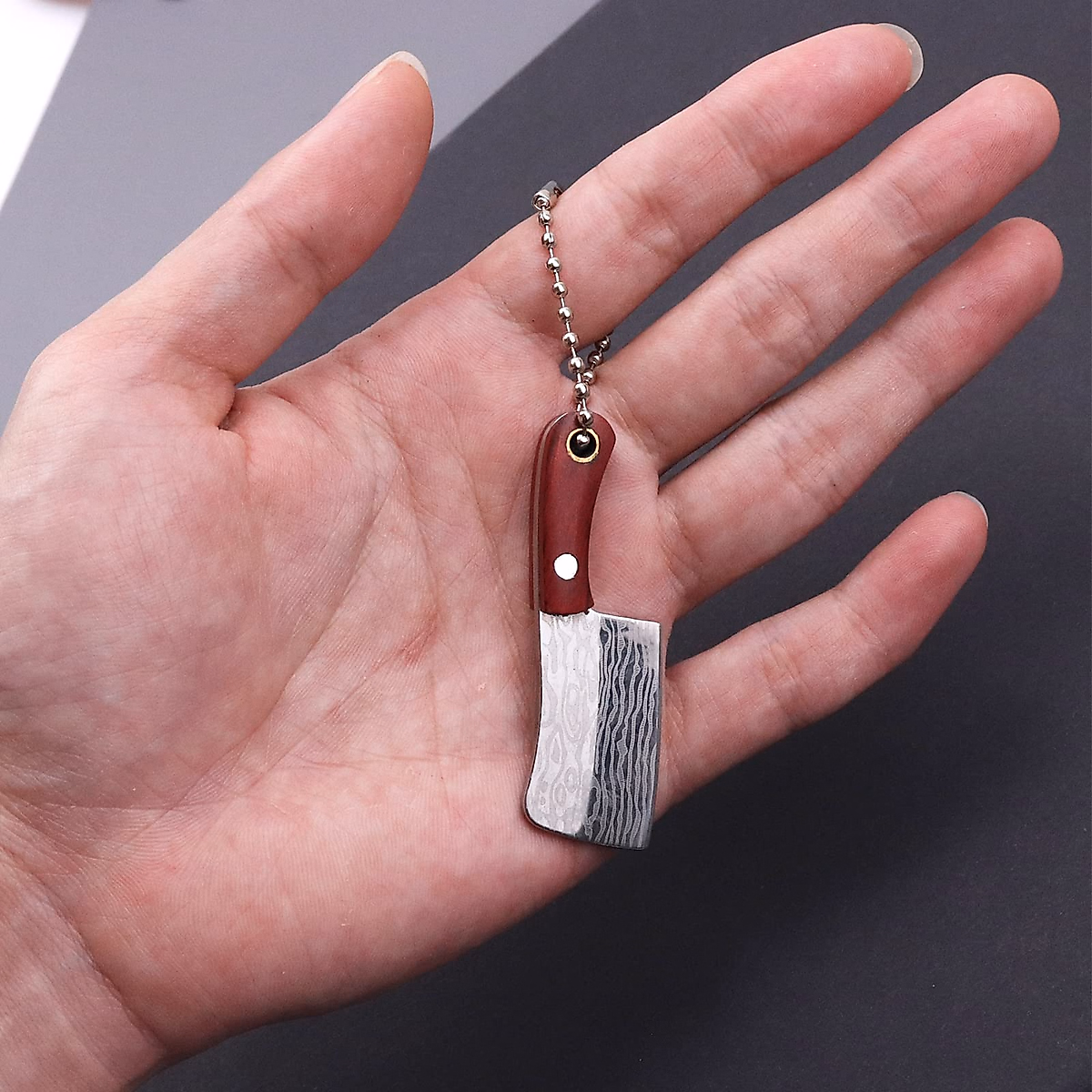 Ruksifg 5 Pcs Mini Knife Set Damascus Chef Knives EDC Knife Set Mini Cleaver for Package Opener,Box Cutter,Mini Knives Set with Sheath and Sharpener