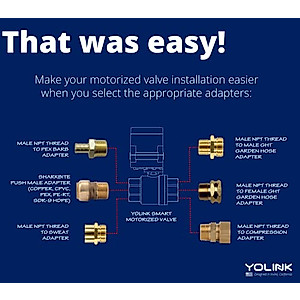 YoLink Wireless Smart Valve Control Kit, 1" Brass Motorized Valve, Wireless Valve Controller, Battery Powered Valve