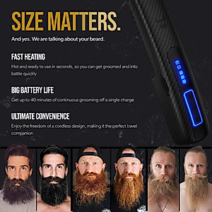 The Beard Struggle Carbon X - Heated Beard Brush + Beard Straightener for Men - Cordless Beard Brush & Straightening Comb - Rechargeable, 3 Heat Settings, Micro-Fibre Protective Sleeve Included