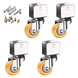 2inch Caster Wheels with Safety Dual Locking,50mm Small Nylon Castor Wheels,Furniture Swivel Castors for Baby Bed,with U-Shaped Bracket,Load Bearing 75Kg,4Pcs,Yellow (Color : Universal, Size : 22mm/