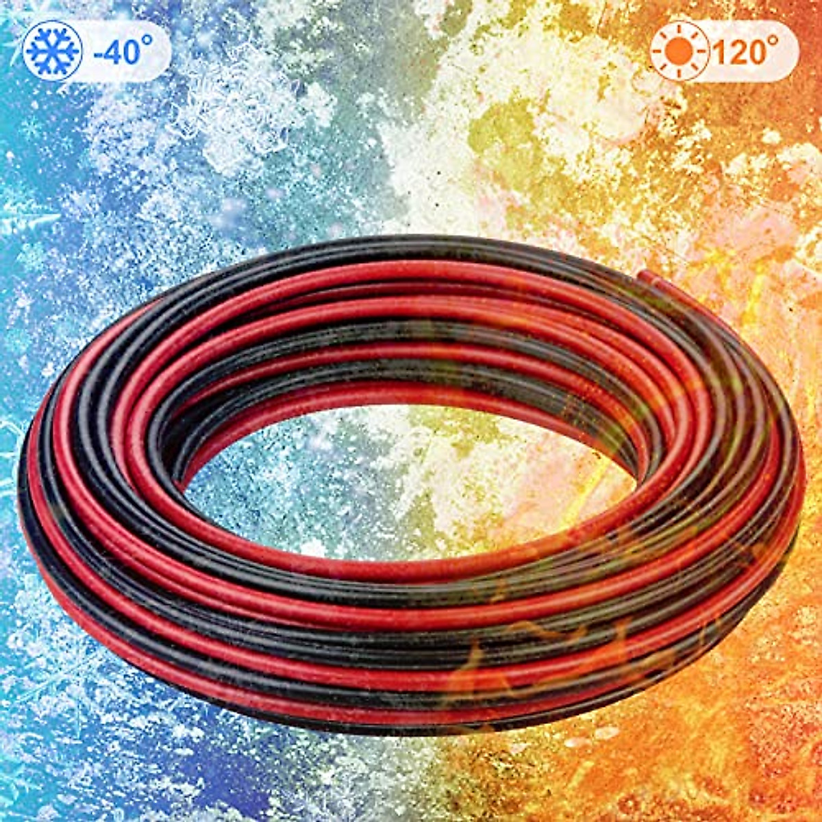 Shirbly Solar Panel Wire - 50FT Black & 50FT Red Tinned Copper Wire, 10AWG (6mm²) PV Wire Solar Extension Cable for Outdoor Automotive RV Boat Marine Solar Panel- Black & Red (10AWG 50FT)
