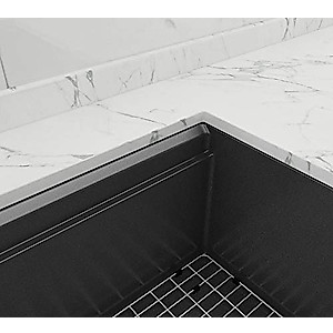 KINGSMAN ALL-IN-ONE Workstation 48 in. 16-Gauge Undermount Double Bowl Stainless Steel Kitchen Sink w/Build-in Ledge and Accessories (Galaxy Pearl Black)