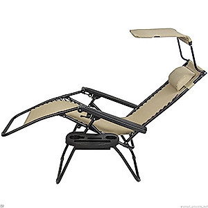 Zero Gravity Chair Lounge Patio Chairs Outdoor with Canopy Cup Holder