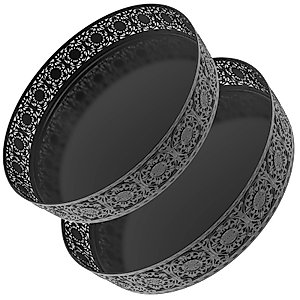 ITWIST Lazy Susan Organizer(2Pack), 11+12In Lazy Susan Turntable for Cabinet, Turntable Organizer with Non-Slip Pad,Spice Rack Organizer for Kitchen, Fridge,Bathroom, Pantry,Vanity (Flower-Black)