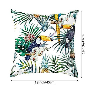 Tropical Green Plants Pillows Case Outdoor Cushions for Garden Furniture Garden Cushions Linen Cushion Covers 18x18 Inches Set of 4 Living Room Sofa Pillows Cushions 45x45 cm