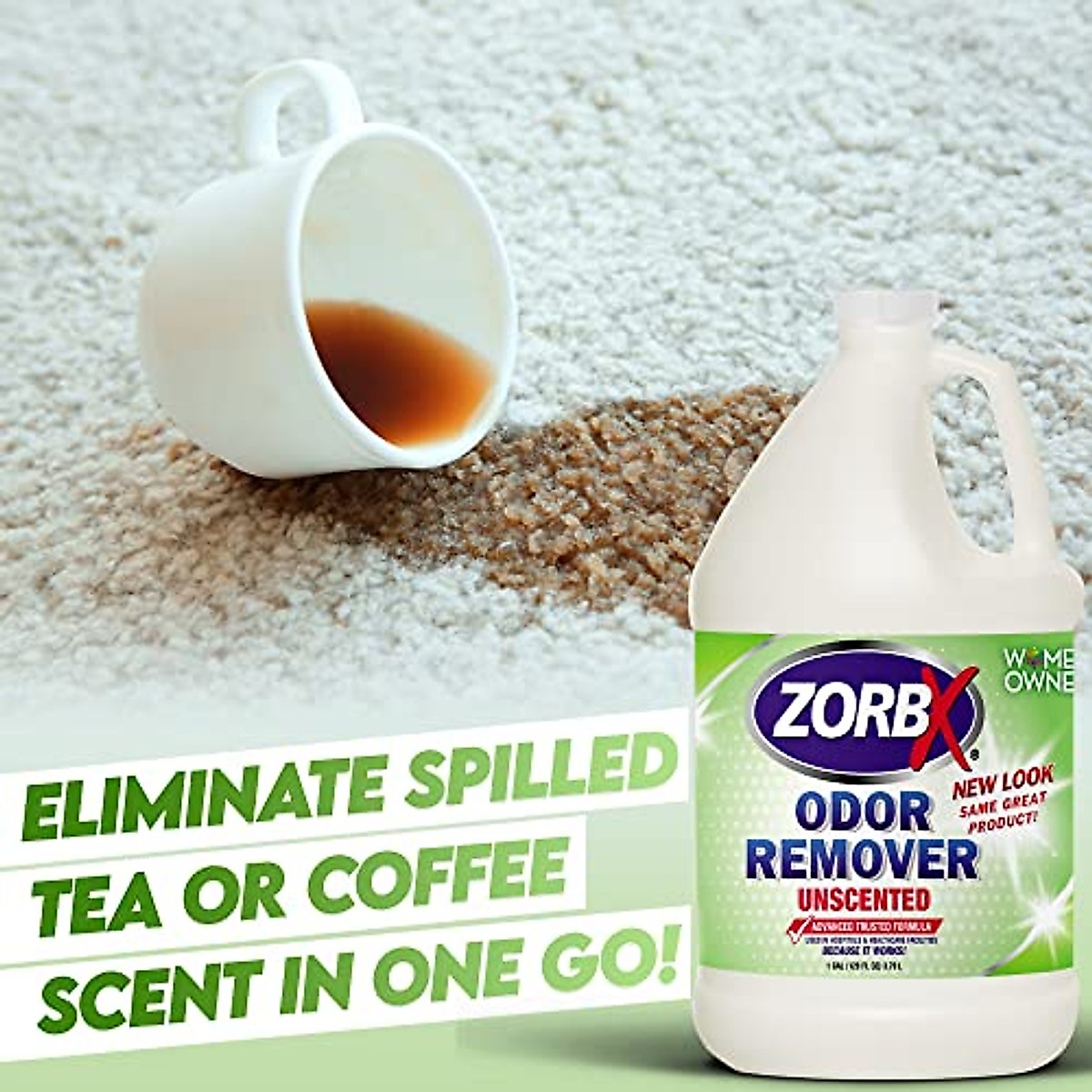 ZORBX Unscented Odor Eliminator Spray - Used in Hospitals & Healthcare Facilities | Advanced Trusted Odor Remover Formula | All-Purpose Deodorizer for Dog, Cat, Home, Carpet & Car - 128 Oz (1 Gallon)