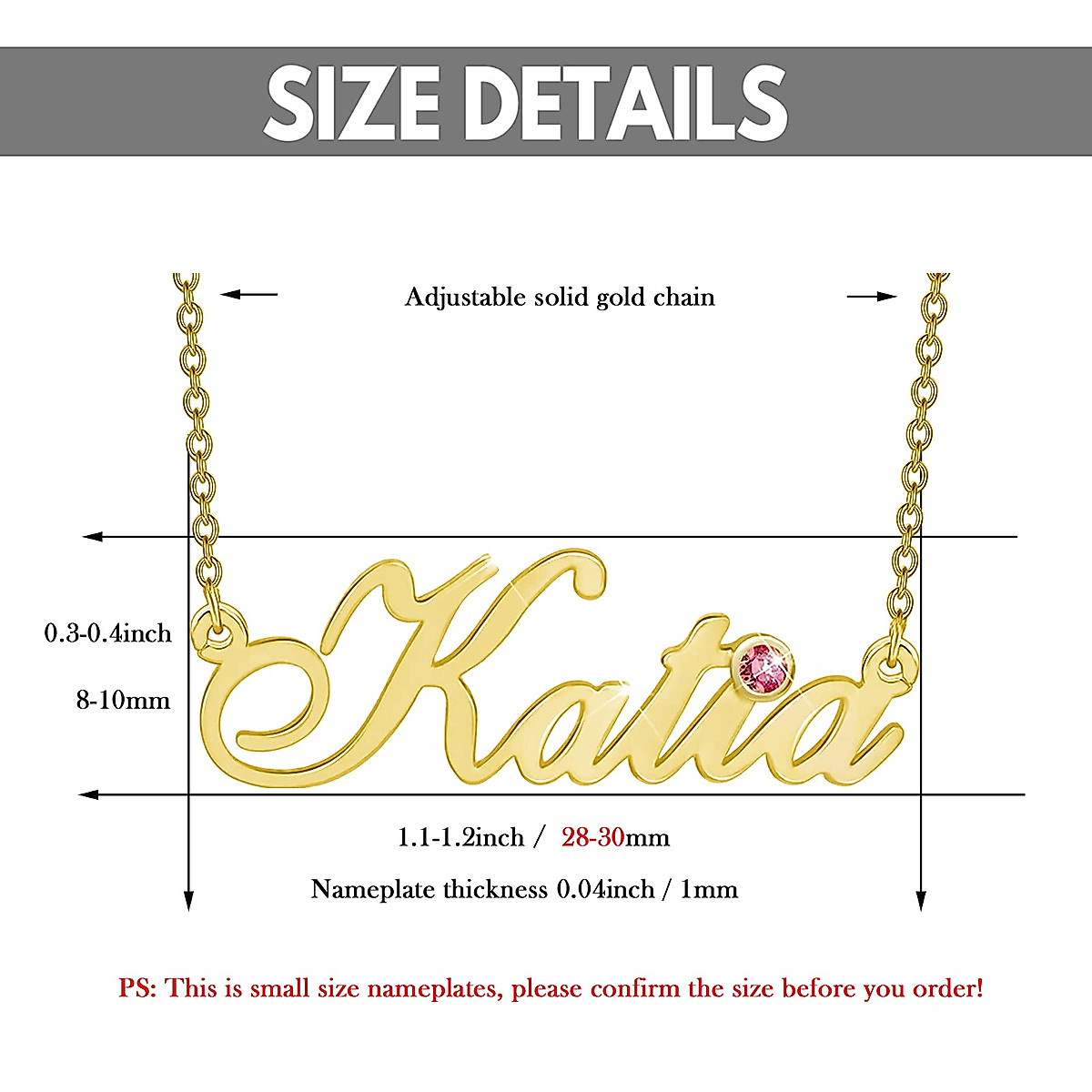 MRENITE 10k 14k 18k Solid Yellow Gold Personalized Name Necklace with Birthstone – Small Dainty Nameplate Jewelry - Custom Any Name Gift for Her Women Daughter Wife Men