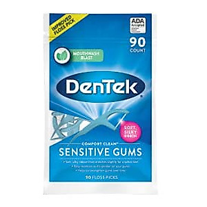 DenTek Comfort Clean Sensitive Gums Floss Picks | Soft & Silky Ribbon | 19 Count Each | Pack of 3