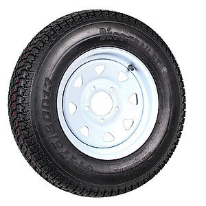 eCustomrim Trailer Tire On Rim ST175/80D13 175/80 D 13 Load Range C 5 Lug White Spoke Wheel - 2 Year Warranty w/Free Roadside