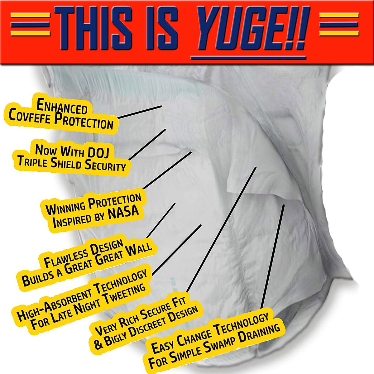 Donald’s Leak Protection Adult Diaper - Funny Over The Hill Gift for Men Women Easter Basket Stuffer Idea Disposable