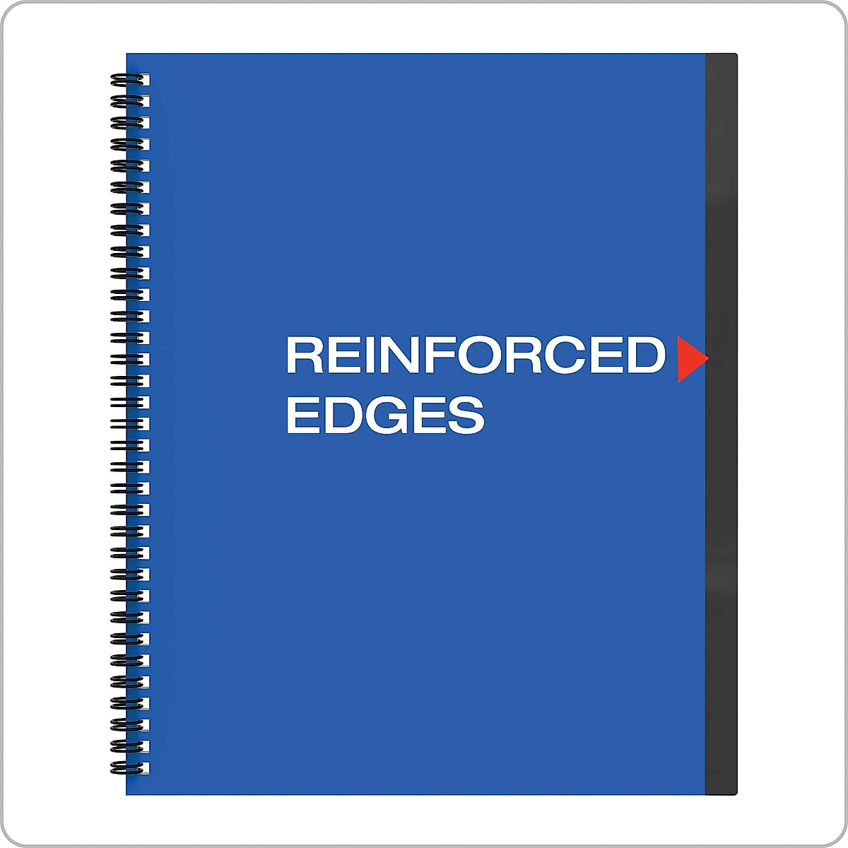 Oxford 10 Pocket Folder, Sturdy Plastic Spiral Portfolio, Anti-Tear Edges, 8 Clear Pockets, 2 Diagonal Interior Pockets, Letter Size, Blue (89331)