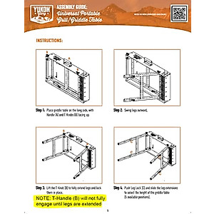 Yukon Glory Universal Portable Grill Table/Flat Top Grill Griddles Stand with Built in Grill Caddy - Designed to Fit Tabletop Blackstone Griddle & Many Others - Outdoor Cooking Camping & Tailgating