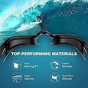 Robee Swimming Goggles, Adult Polarized Swim Goggles for Men Women Youth, Water Pool Glasses