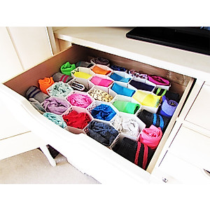 Evelots 2 Pack Dresser Drawer Organizer-Divider-Sock-Belt-Scarf-Underwear-56 Slots Total