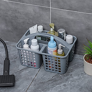 JiatuA Portable Shower Caddy Basket with Compartments Cleaning Supplies Organizer with Handle Plastic Storage Divided Tool Bin for Bathroom, Bedroom, Kitchen, College Dorm, Garden, Under Sink, Grey