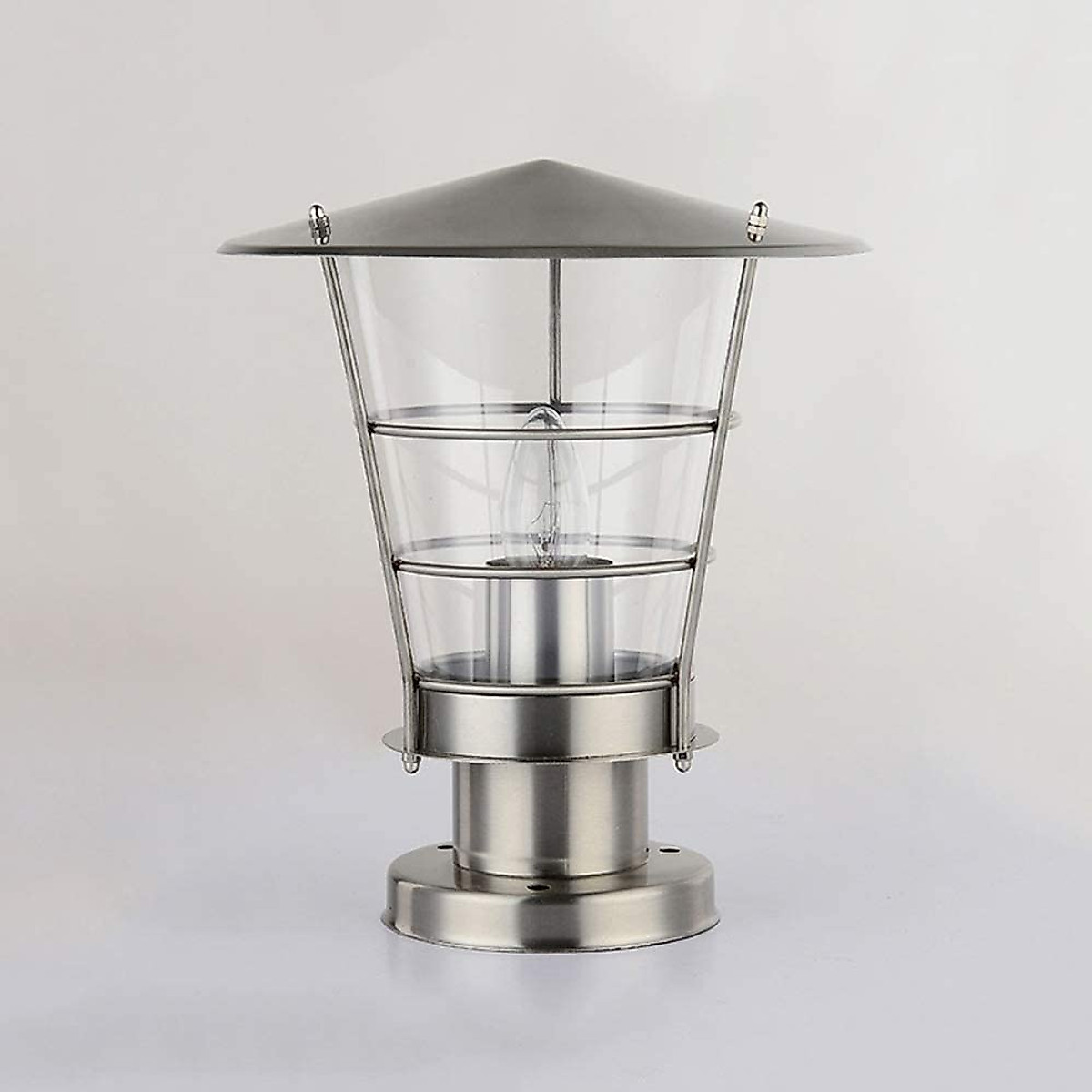 MODEBHD European Traditional Retro Acrylic Lampshade Column Lamps Lantern Outdoor E27 Pillar Lamp Balcony Waterproof Pillar Lights Round Shape Boundary Villa Park Decoration Rainproof Post Light