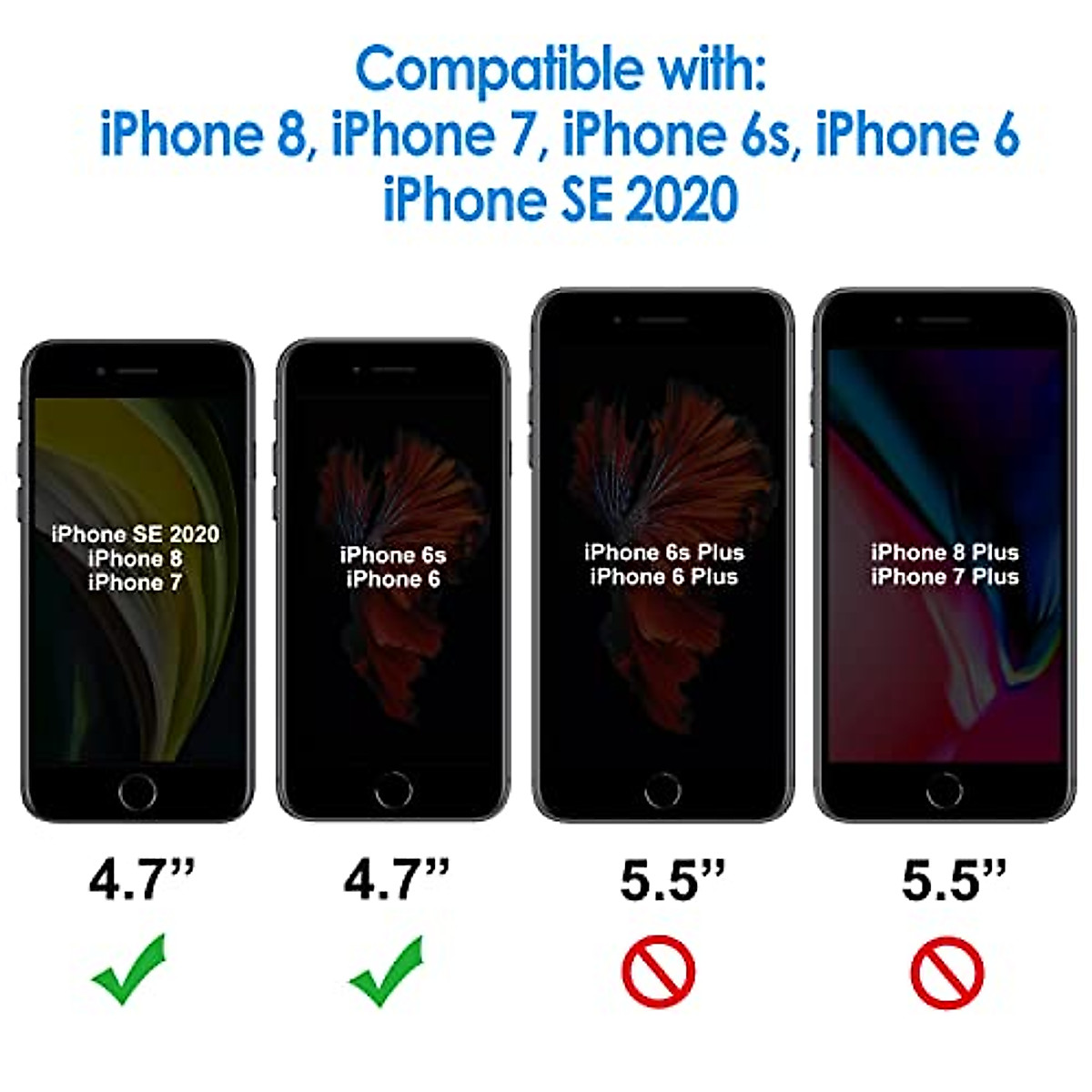 JETech Screen Protector for iPhone SE 3/2 (2022/2020 Edition), iPhone 8/7/6s/6, 4.7-Inch, Tempered Glass Film with Easy-Installation Tool, 2-Pack