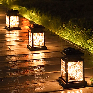 JF-XUAN Solar Light 1/2 Packs Solar Powered LED Lantern Lights aterproof Outdoor Garden Light Hang Lamp with Clip for Home Garden Decoration D30 Powered Spotlight
