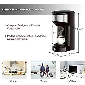 Vimukun Single Serve Coffee Maker Coffee Brewer for K-Cup Single Cup Capsule and Ground Coffee, Single Cup Coffee Makers with 6 to 14oz Reservoir, Small Size