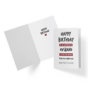 Funny Birthday Card for Husband, Large 5.5 x 8.5 Happy Birthday Card for Him, Husband Birthday Card from Wife, Karto More Than Husband