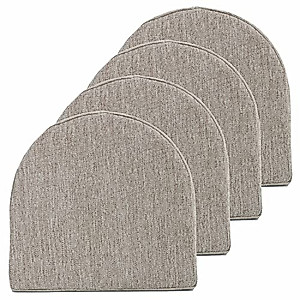 Sweet Home Collection Chair Cushions 100% High Density Memory Foam Pads U Shaped 17" x 16"Non-Slip Skid Rubber Back Seat Cover, 4 Count (Pack of 1), Taupe