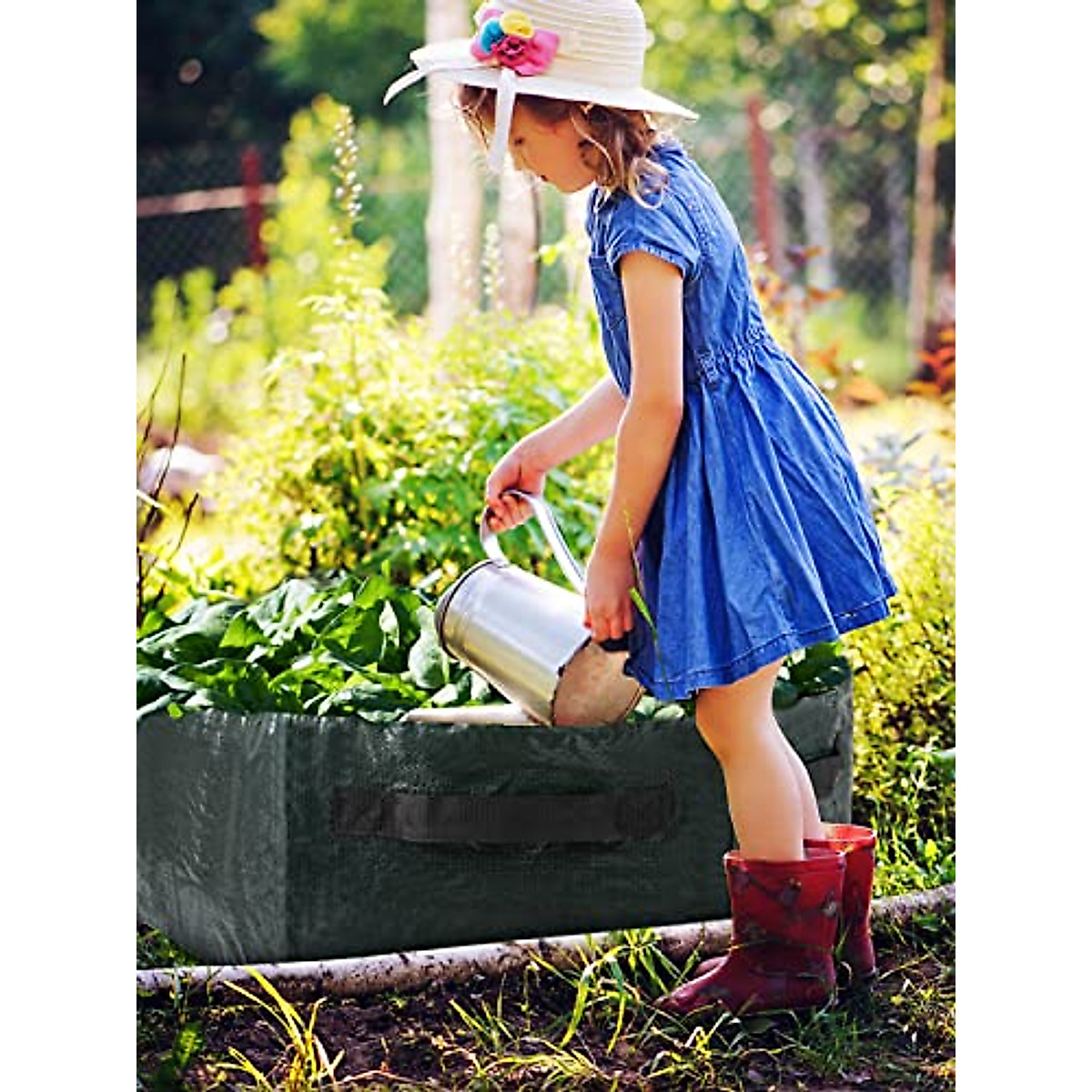 2 Pack 27 Gallon PE Fabric Raised Garden Planter Bed- Sturdy 6 Divided Grids Raised Vegetable Grow Bags with Handles & Drainage Holes Durable Hexagon Potato Tomato Planting Grow Pot for Plants Flower