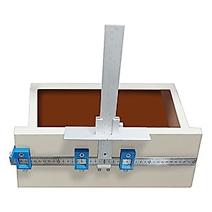 Quick-Set Cabinet Drilling Jig/Template for Easy Installation for Handles and Knobs on Doors and Drawer Fronts-Blue Stainless Steel.