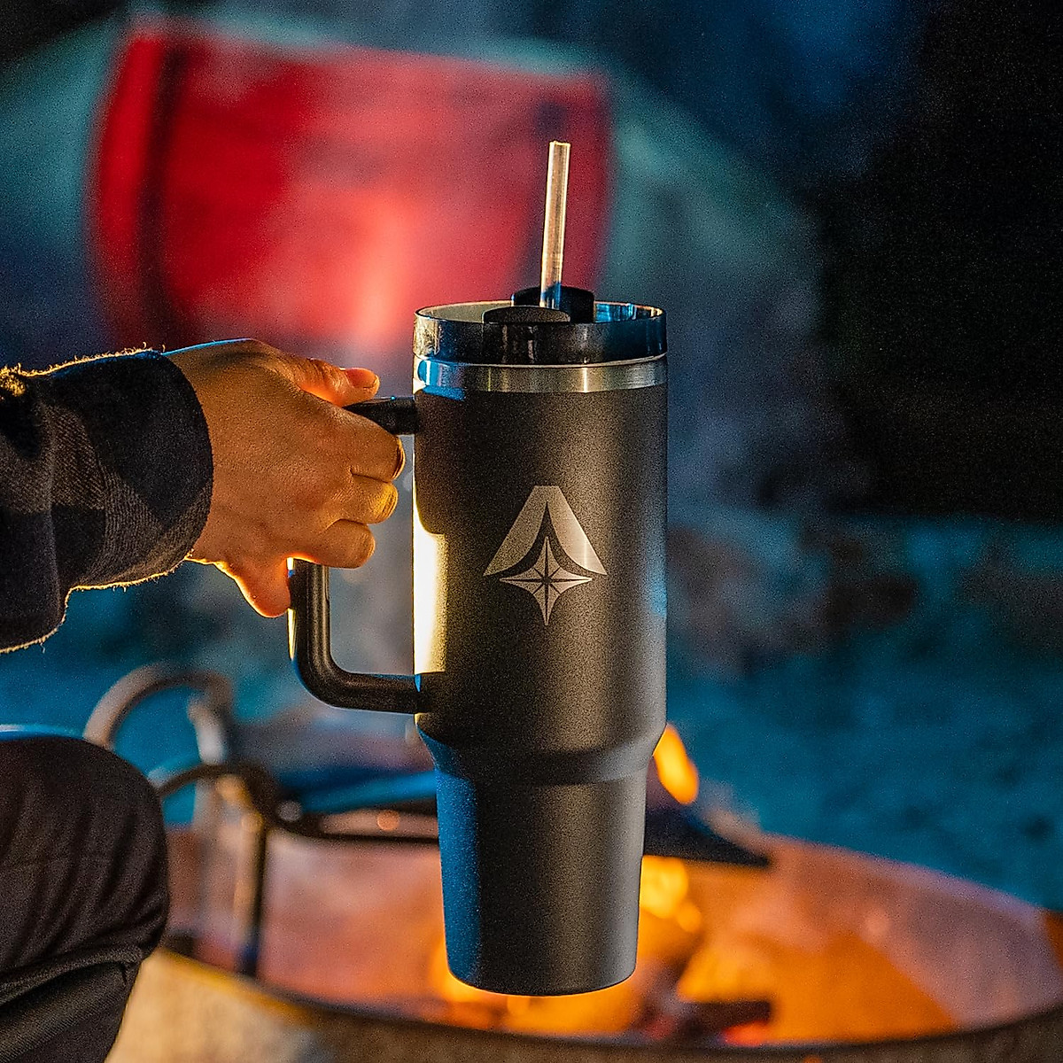 Pittman Outdoors 30oz. Hydration Tumbler with Comfort Soft Handle, Black - Vacuum Insulated Travel Coffee and Drink Mug