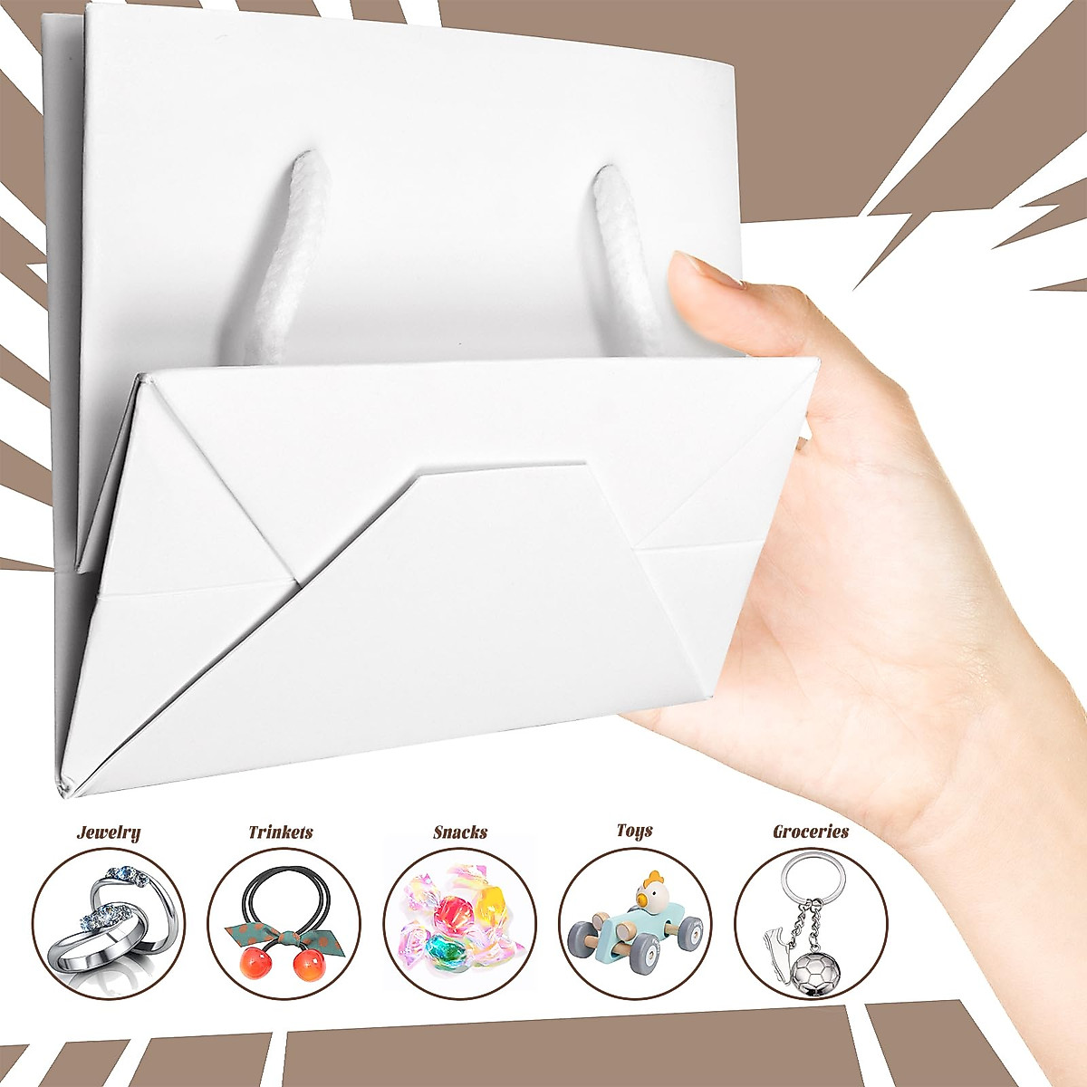 ISUSSER 20 Pack 4.7 x 2.4 x 4 Inches Extra Small Gift Bags, Mini Gift Wrap Paper Bags with Handles for Birthday Gifts, Baby Shower, Weddings, Party Favors, Graduation, Holidays, Celebrations