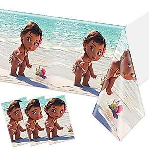 GANKTOWCOY 3 Pieces Moana Tablecloths Moana Table Moana Plastic Table Covers for Immerse Yourself in The Enchanting World of Moana Birthday Party Decoration Supplies