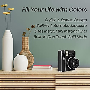 Fujifilm Instax Mini 40 Instant Camera with Fujifilm Instant Mini Film (20 Sheets) Bundle with Sturdy Tiger Travel Case and Deals Number One Cleaning Cloth