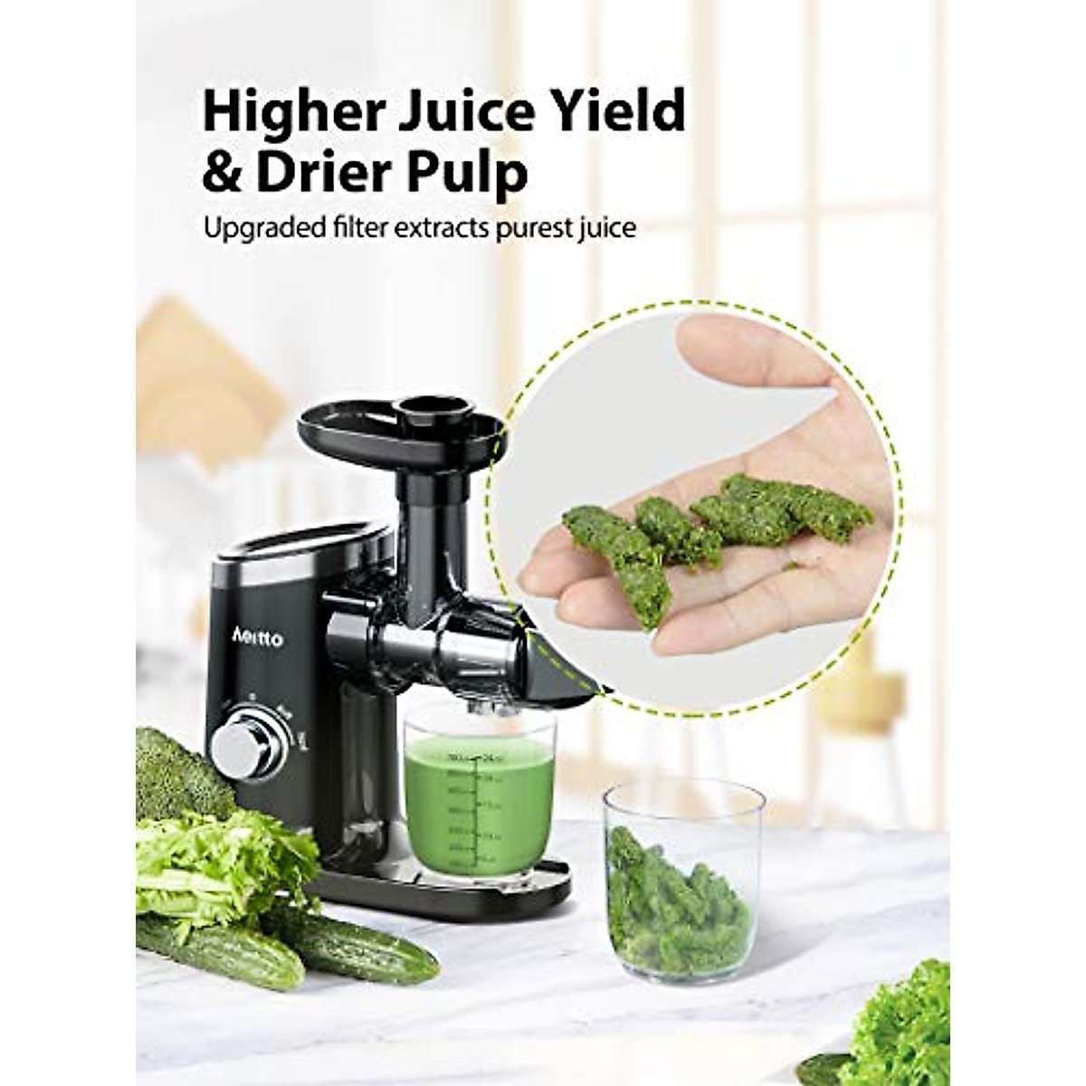 Slow Juicer,Aeitto Celery Juicer Machines,Masticating Juicer,Cold Press Juicer, Juice Extractor with 2-Speed Modes,Reverse Function & Quiet Motor for Vegetables And Fruits,Easy to Clean with Brush
