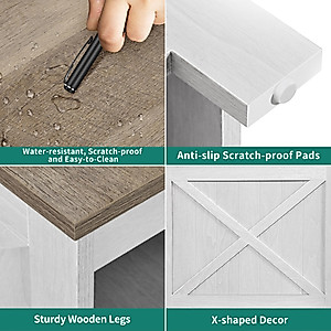 YITAHOME End Table with Charging Station, Narrow Side Table with Storage Shelf, Farmhouse Nightstand with Storage for Small Spaces, Living Room, Bedroom, Grey Wash