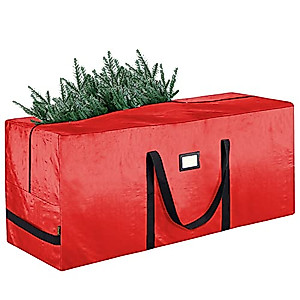 BALEINE 9 ft Christmas Tree Storage Bag, Heavy Duty Extra Large Artificial Christmas Tree Bag with Reinforced Handles and Dual Zippers Wide Opening (Red, 9 ft)