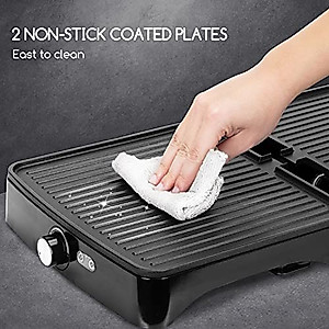 Aigostar Panini Press Grill, 4 Slice Sandwich Maker with Non-Stick Plates and Stainless Steel Surface, Opens 180 Degrees Indoor Grill, Removable Drip Tray, Indicator Lights, cool touch handle, 1200W