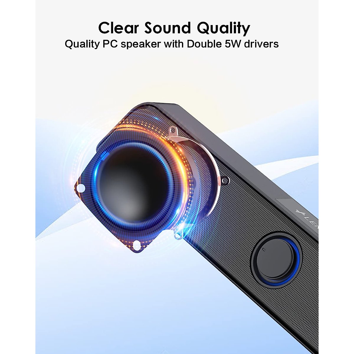 LENRUE Computer Speakers, Dual 5W PC Speaker, USB-A/USB-C Powered Laptop Speaker, 3.5mm Audio-in Wired Computer Speakers for Desktop Monitor,Laptop,Tablets,Plug-n-Play (Black)