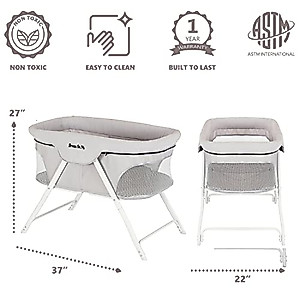 Dream On Me Traveler Portable Bassinet in Cloud Grey, Lightweight and Breathable Mesh Design, Easy to Clean and Fold Baby Bassinet - Carry Bag Included