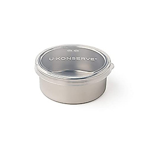 U-Konserve Stainless Steel Round Food-Storage Lunch Container 5oz - Clear Silicone Lid - Leak Proof and Airtight - Dishwasher Safe - Plastic Free