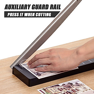 TIANSE Paper Trimmer-12” 8 to 12 Sheet Capacity, Paper Cutter Guillotine- with Safety Blade Lock Heavy Duty Metal Base Paper Cutting Board for Home, Office,School-Black