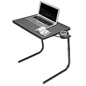 Table Mate II TV Tray Table - Folding TV Dinner Table, Couch Table Trays for Eating Snack Food, Stowaway Laptop Stand, Portable Bed Dinner Tray - Adjustable TV Table with 3 Angles, Cup Holder, Black