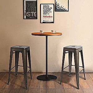 Furmax 30 Inches Metal Bar Stools High Backless Stools Indoor Outdoor Stackable Kitchen Stools Set of 4 (Gun)