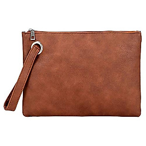 Hycurey Oversized Clutch Bag Purse and Handbag Womens Large PU Leather Evening Wristlet Handbags New Brown